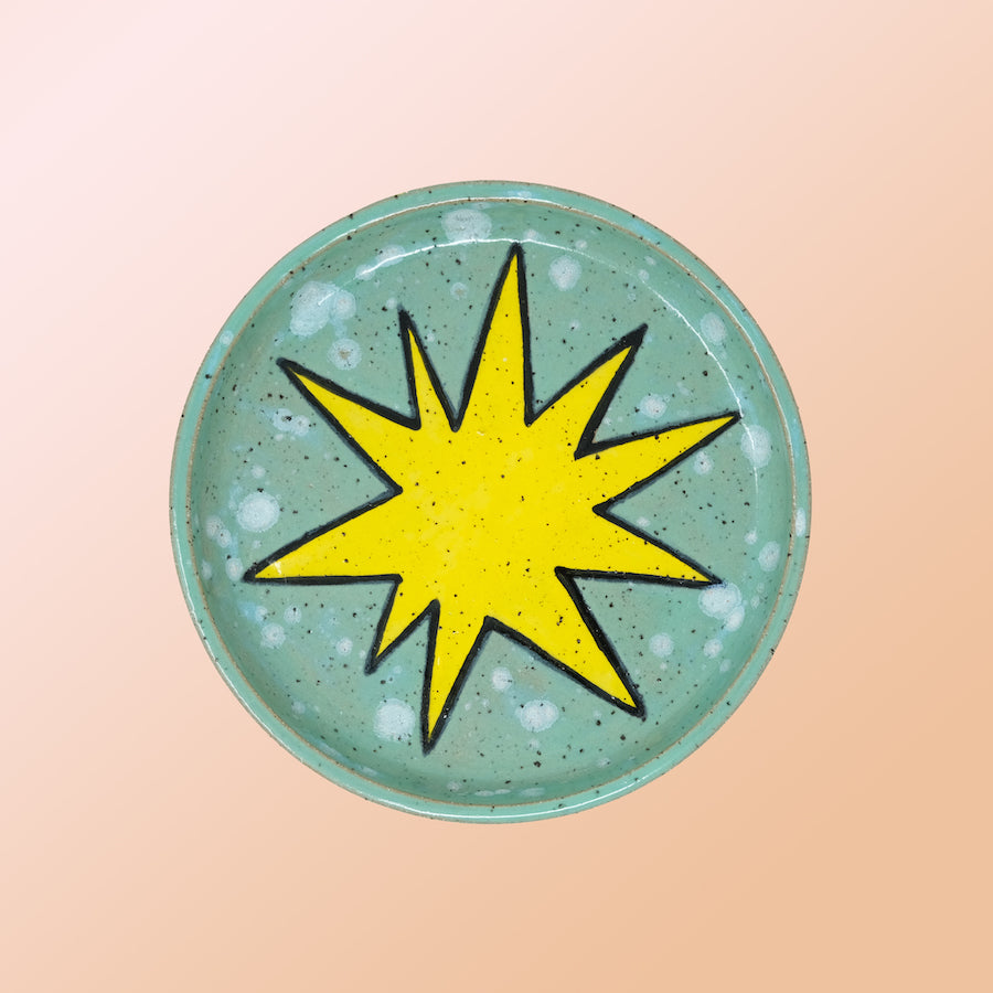 Glazed Stoneware Wall Plate with Starburst Pattern – Happy Hour Ceramics