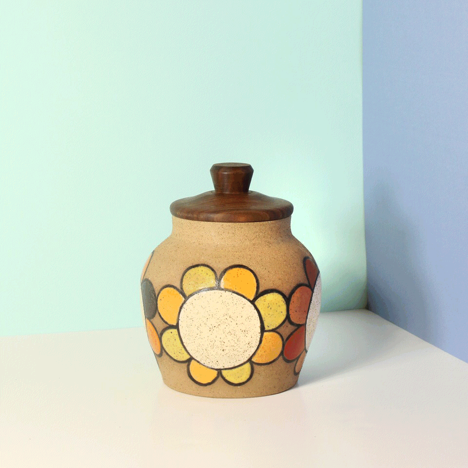Glazed Stoneware Jar with Flower Pattern – Happy Hour Ceramics