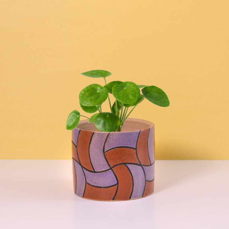 Glazed Stoneware Planter with Warped Brick Pattern – Happy Hour Ceramics