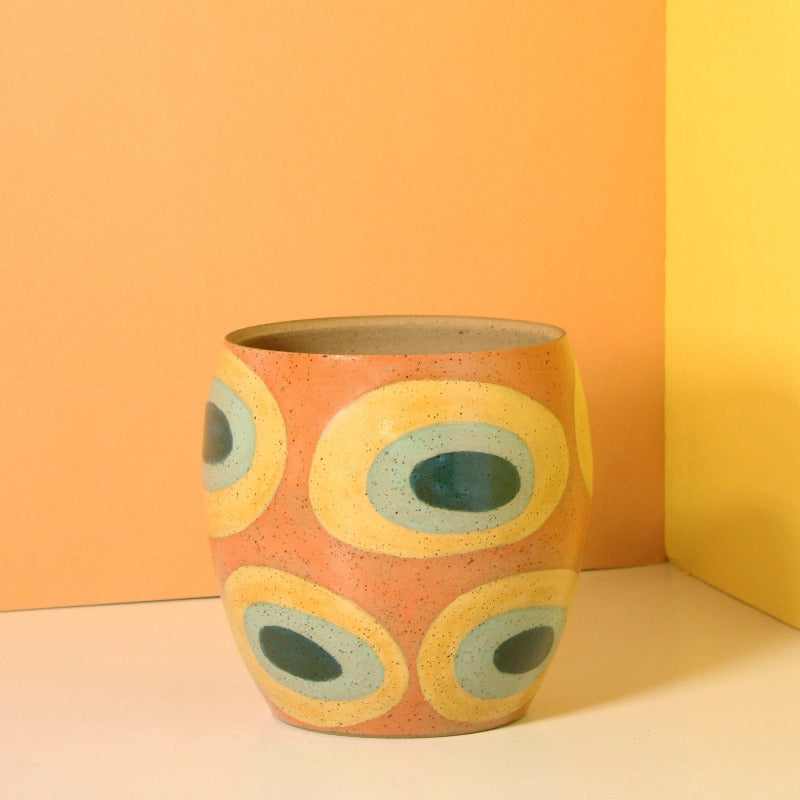 Glazed Stoneware Pot with Concentric Circles – Happy Hour Ceramics